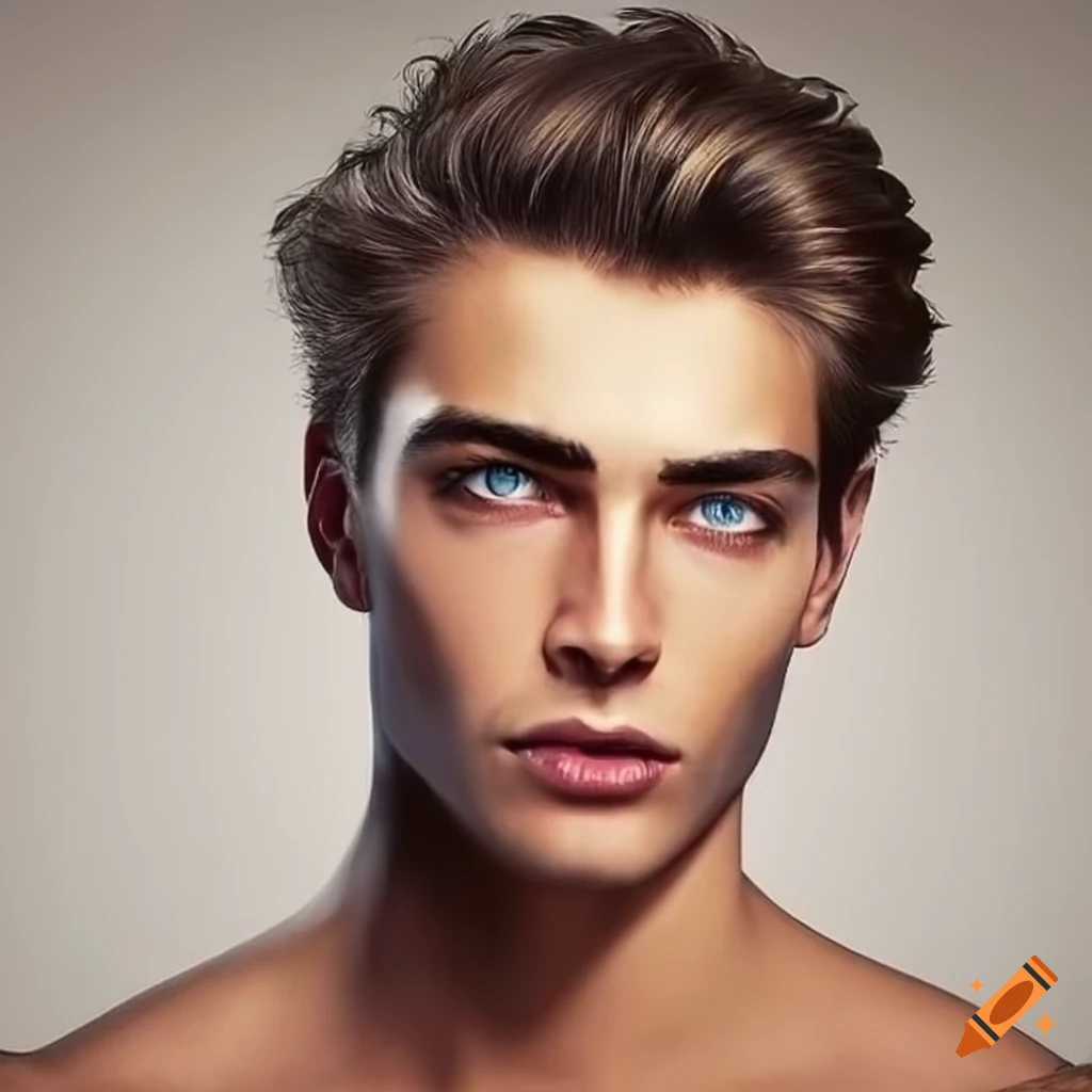 Attractive man with a charming gaze on Craiyon