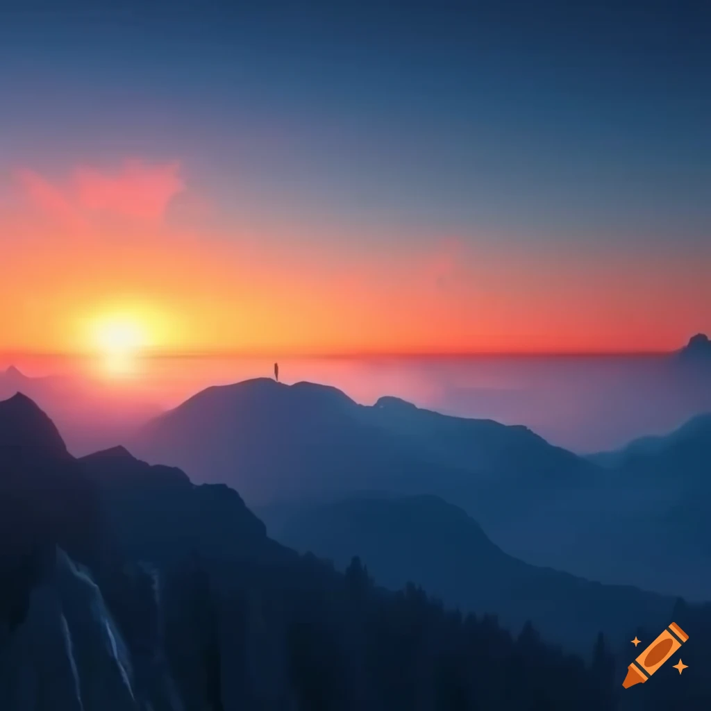 Gorgeous sunset over the mountains in detailed 8k HDR film grain on Craiyon