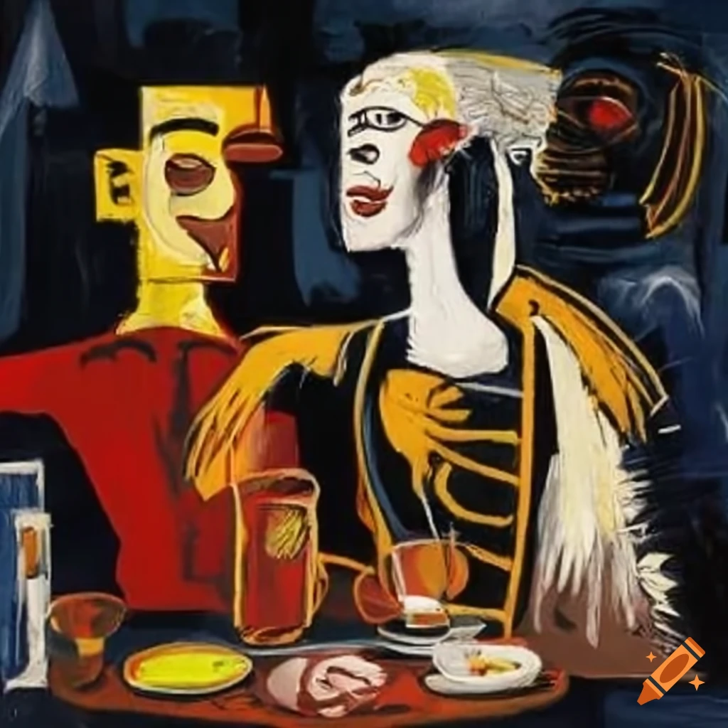 Artistic representation of a family having dinner by picasso and ...