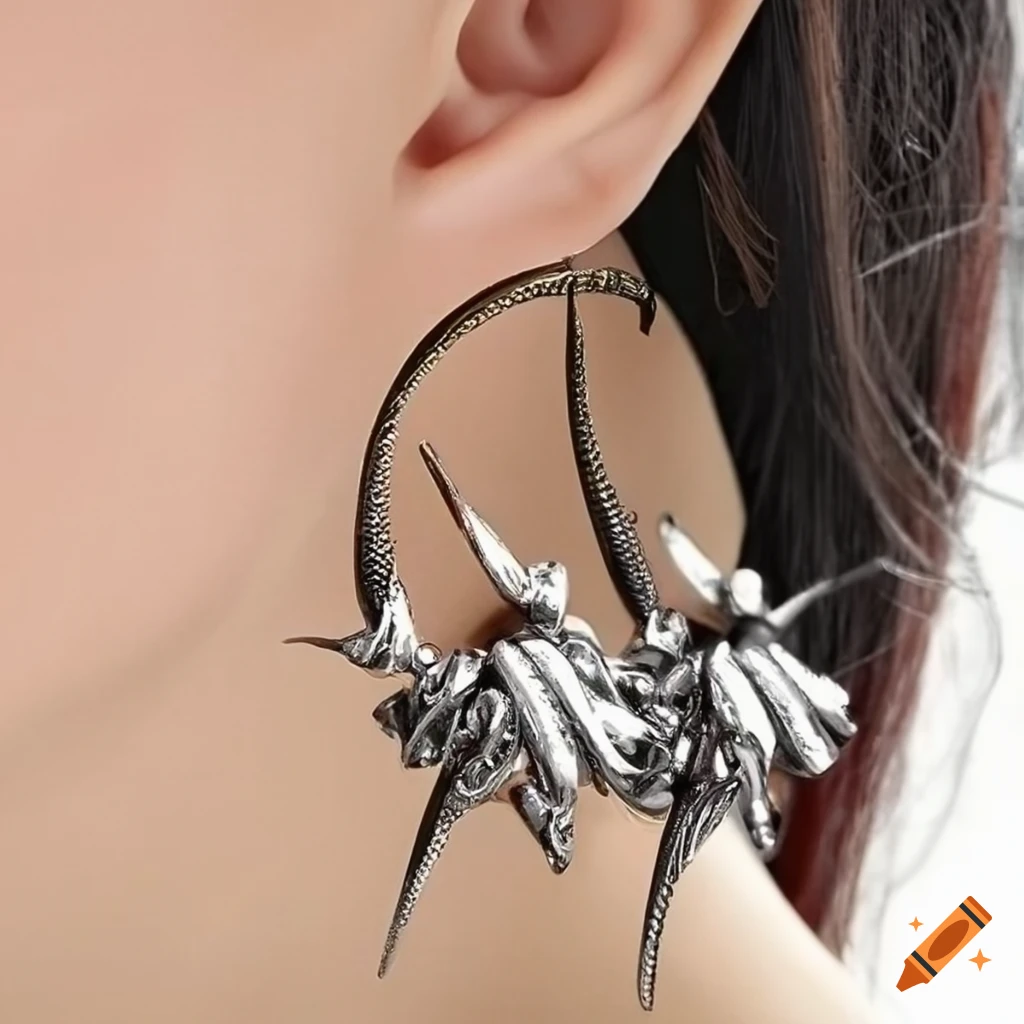 Elegant metallic barbed wire earring with gothic and frightening design ...