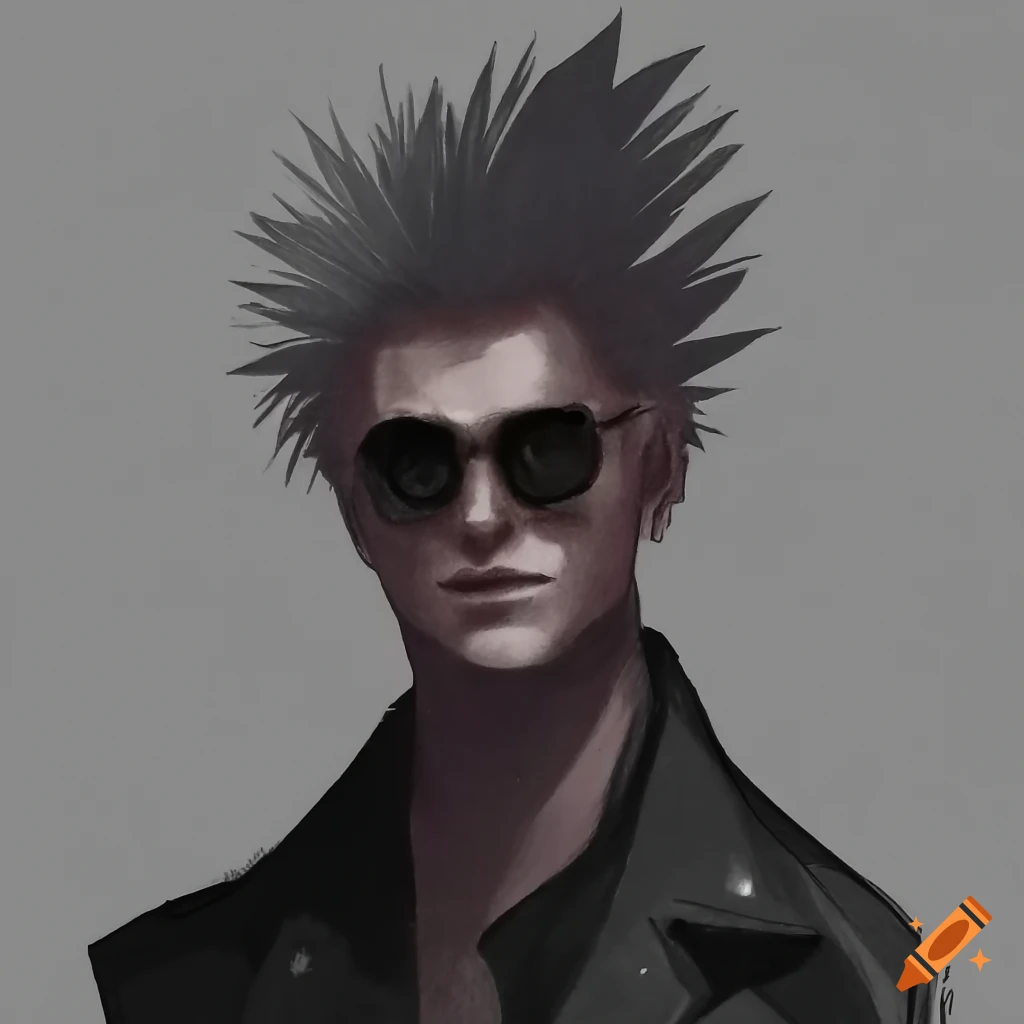 Drawing of a stylish young man with a bleached mohawk, sunglasses, and ...
