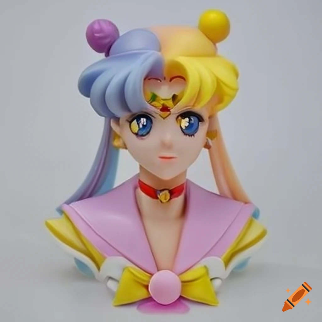 Pastel neo classical plastic bust of sailor moon on Craiyon