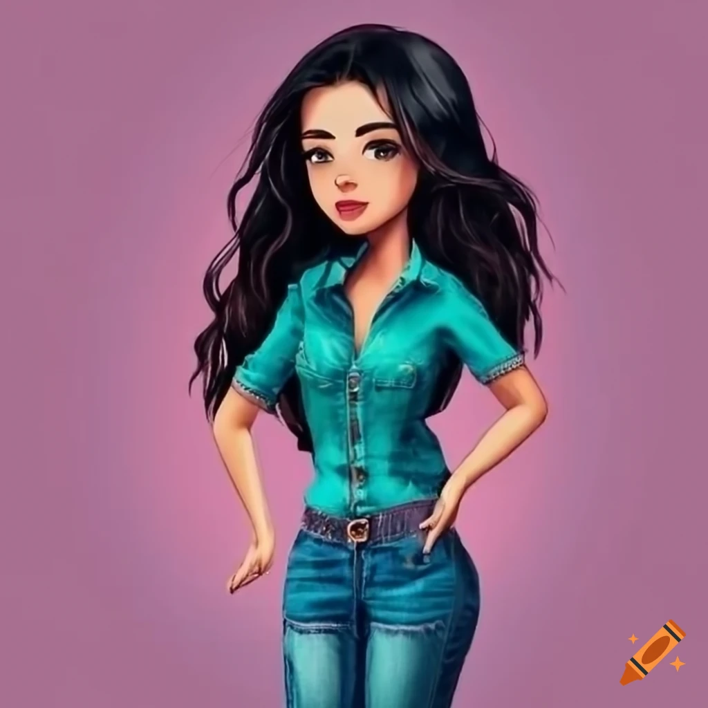 Tall mexican girl with long black hair, brown eyes, turquoise shirt ...