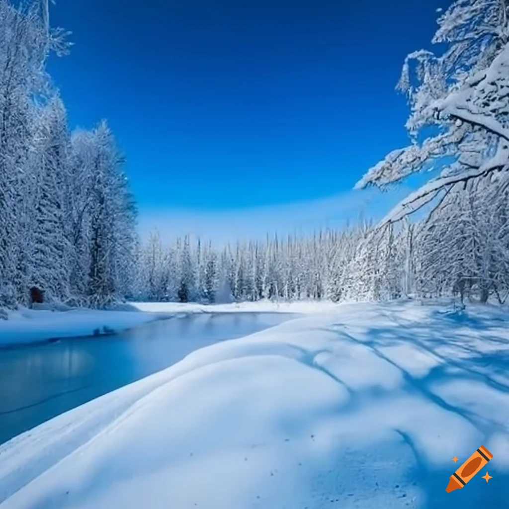 Snowy blue outdoor area in sub-zero weather on Craiyon