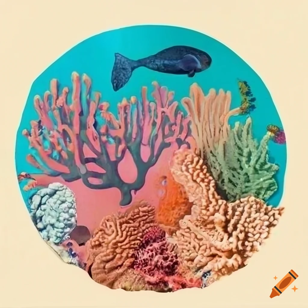 Collage art of corals with human faces singing in the ocean on Craiyon