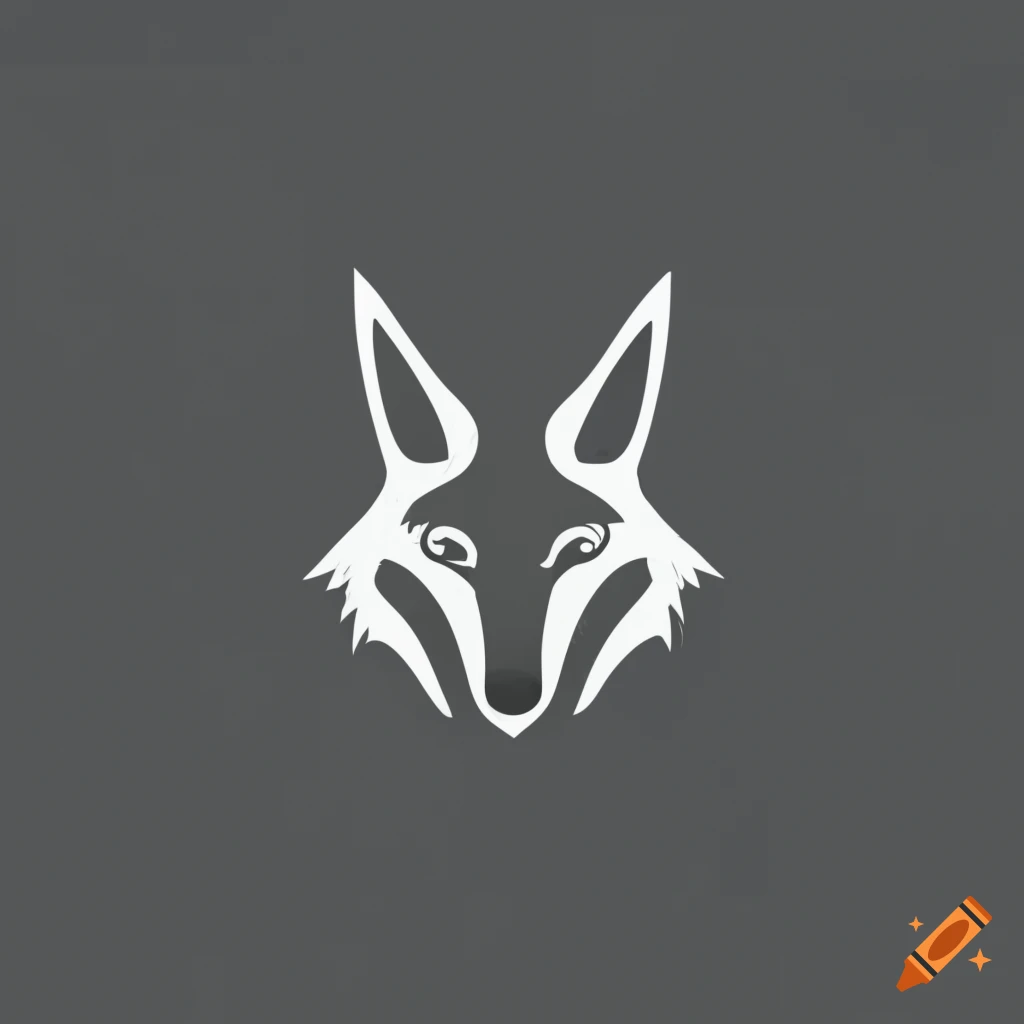 Minimalist monochrome vector coyote head logo on Craiyon