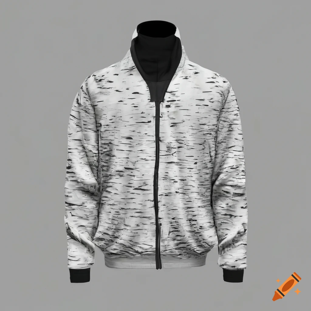 White birch texture design for oversized 90's men's tracksuit on Craiyon