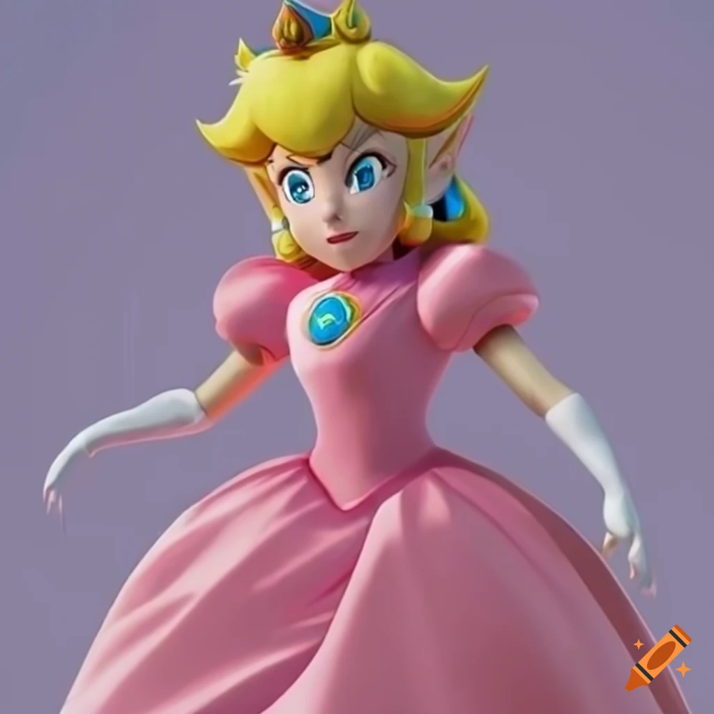Princess peach and link posing in pink silk ballgowns on Craiyon