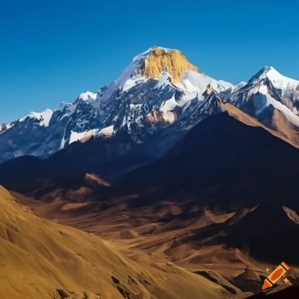 High alpine tibetan plateau with tall mountains on Craiyon