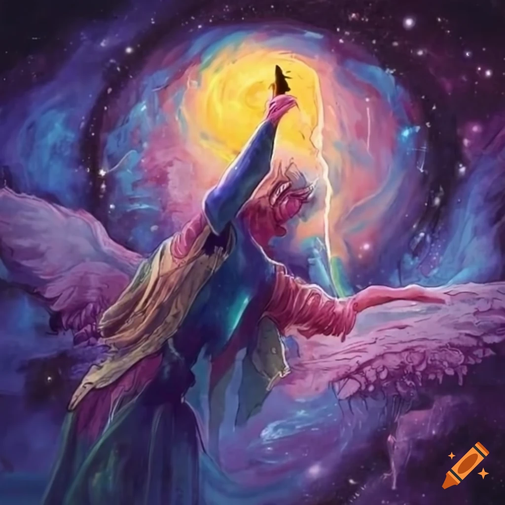 Illustration of the fifth angel sounding the trumpet and a fallen star ...