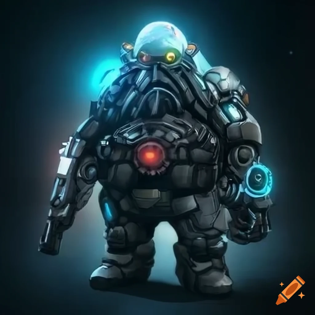Cyborg space dwarf with futuristic technology and magical powers ...