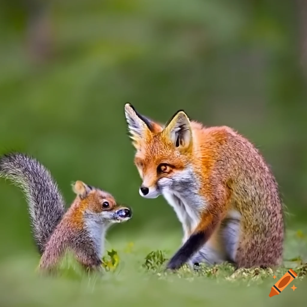 Small fox and squirrel celebrating a birthday on Craiyon