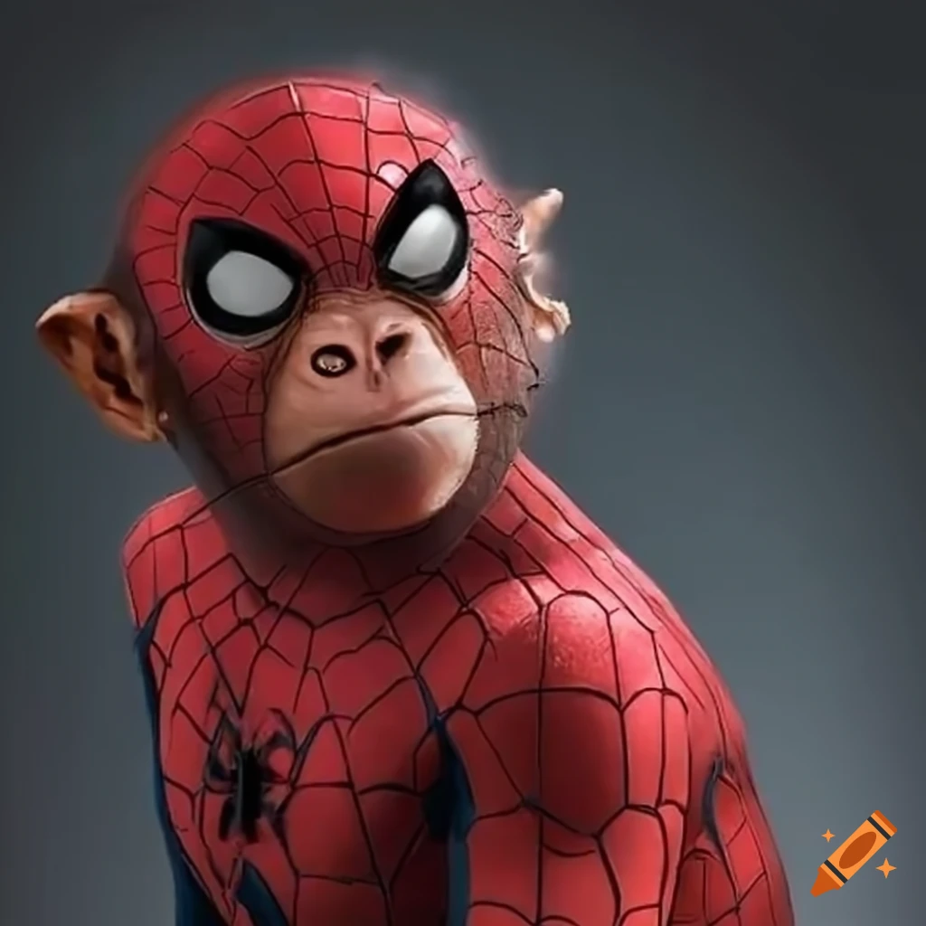 Monkey wearing a Spider-Man suit on Craiyon