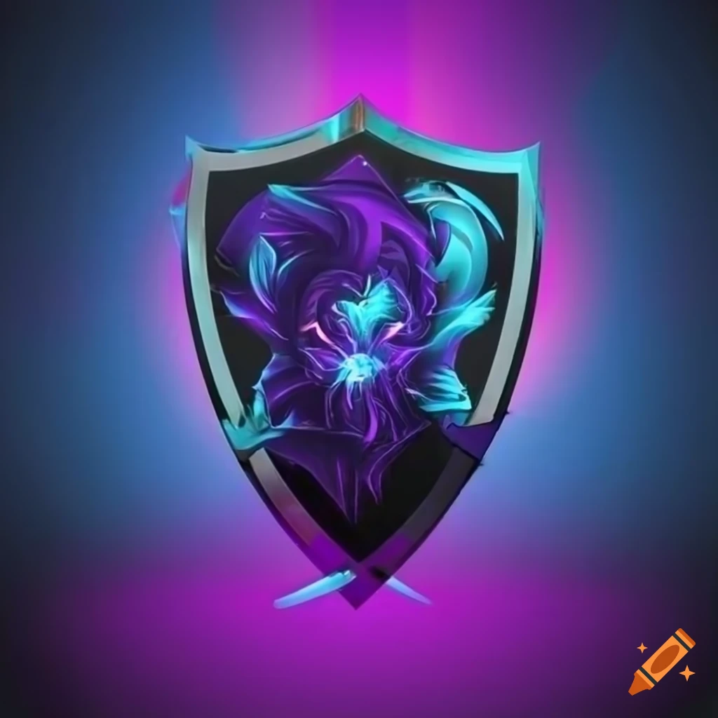 Cool esports logo with blue and purple shield emblem on Craiyon