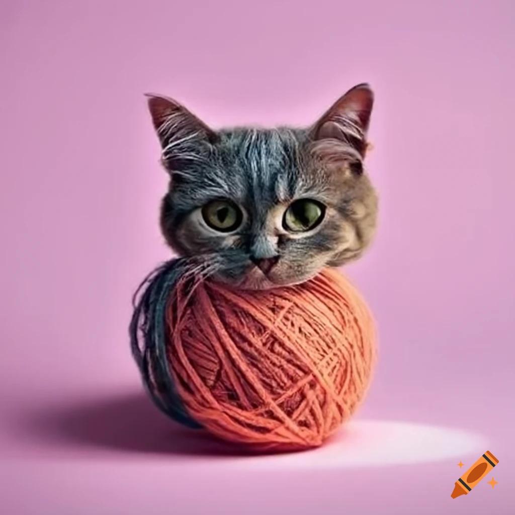 Jigsaw puzzle of yarn, knitting needles, thread spool, and cat on Craiyon