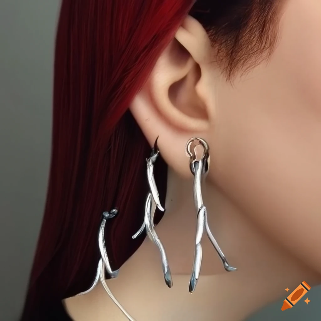 Elegant liquid metallic barbed wire earring with a gothic and spikey ...