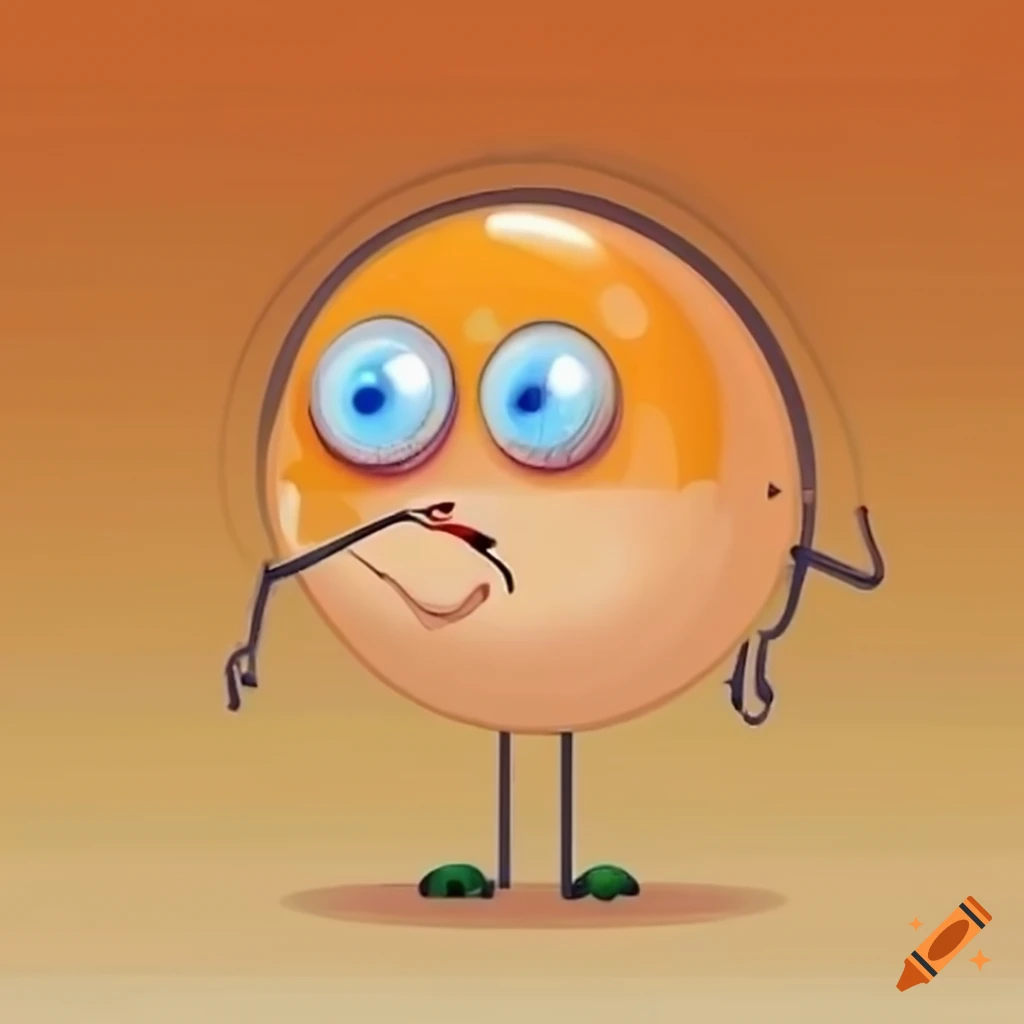 Orange spherical character with arms and legs, eyes, and a tube-shaped ...