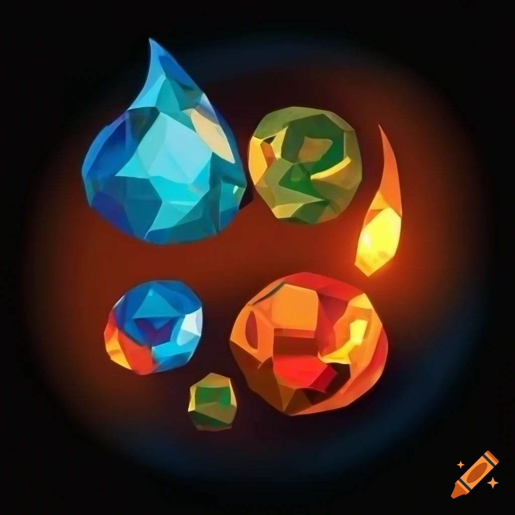 Stylized and colorful composition of gems representing the classical ...