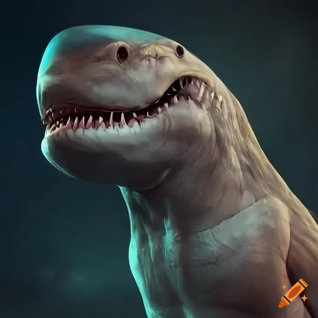 Humanoid shark monster wearing a pirate hat in detailed 4k concept art ...