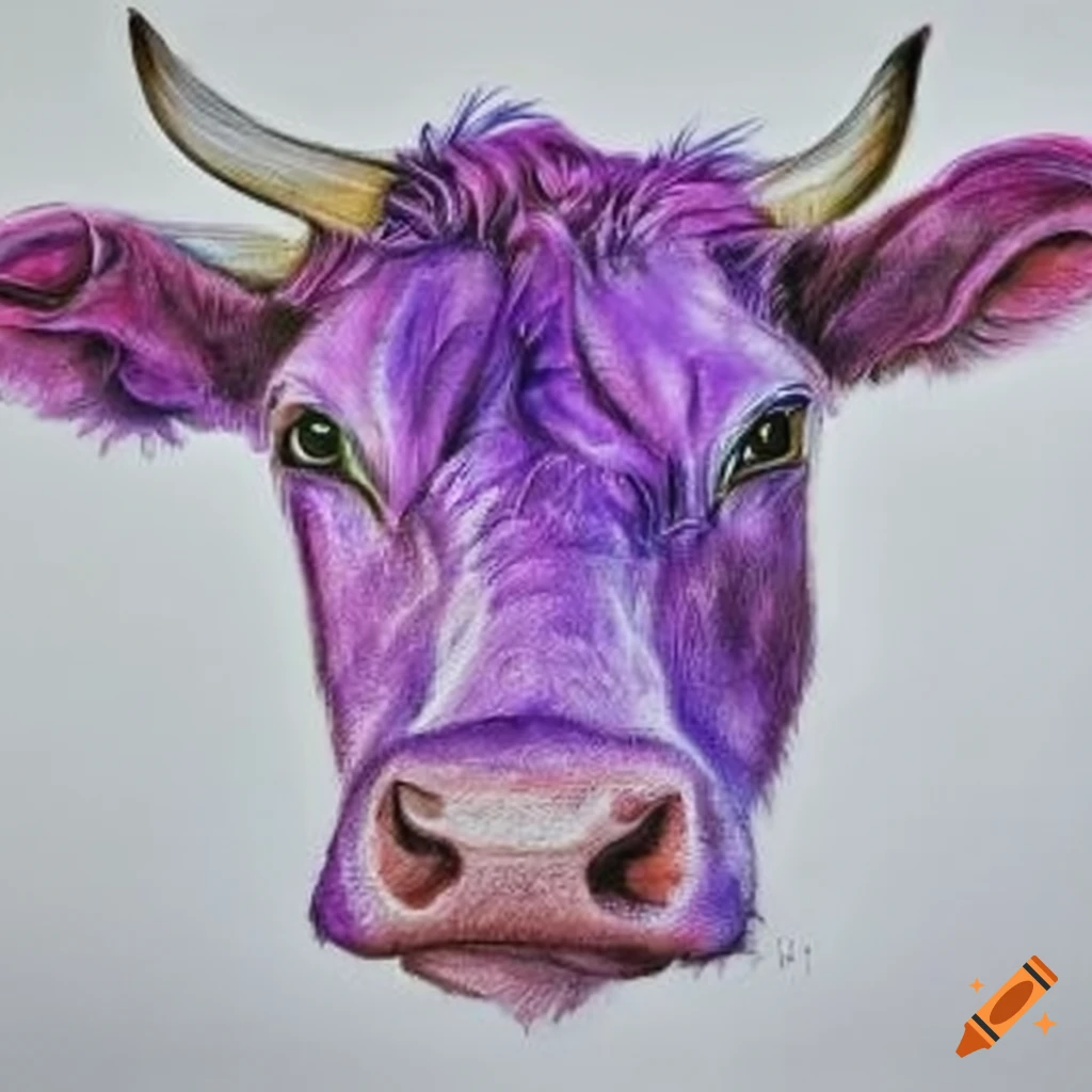 Tough-looking purple cow on Craiyon
