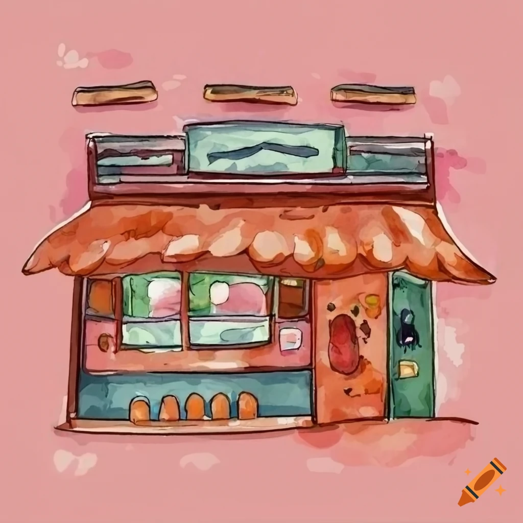 Charming hand-drawn watercolor restaurant on Craiyon