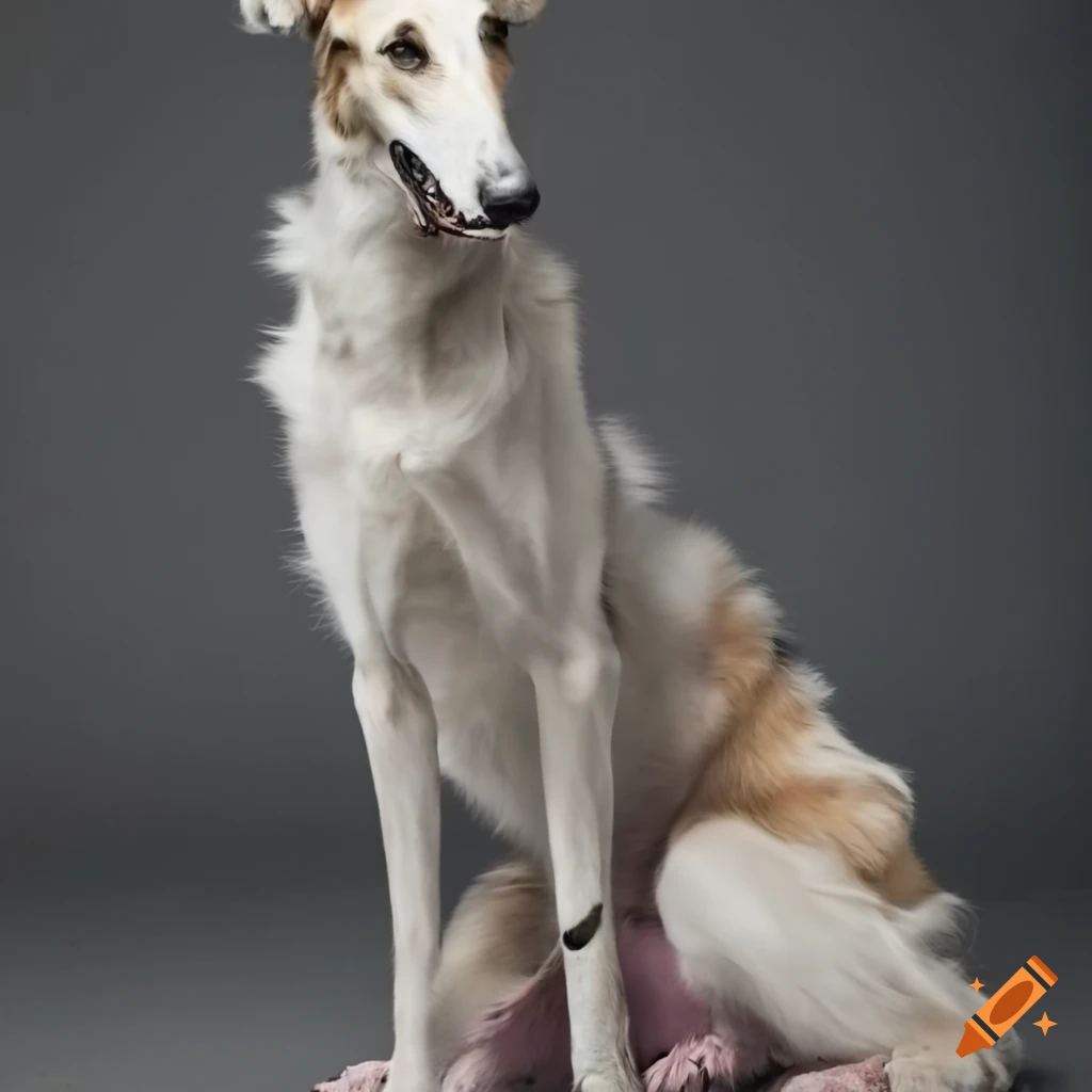 Borzoi German Shepherd mix in realistic full-body portrait on Craiyon
