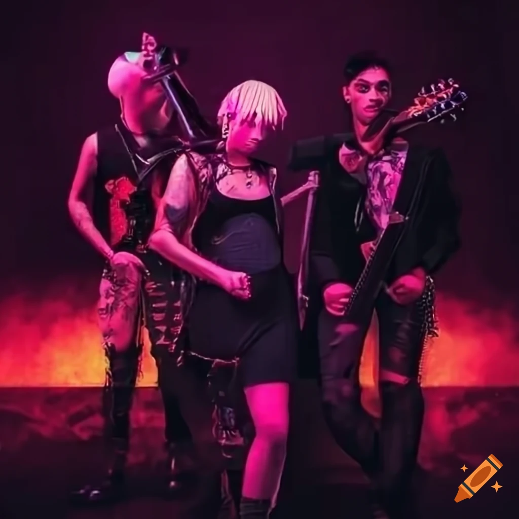 Cyberpunk punk band trio on Craiyon