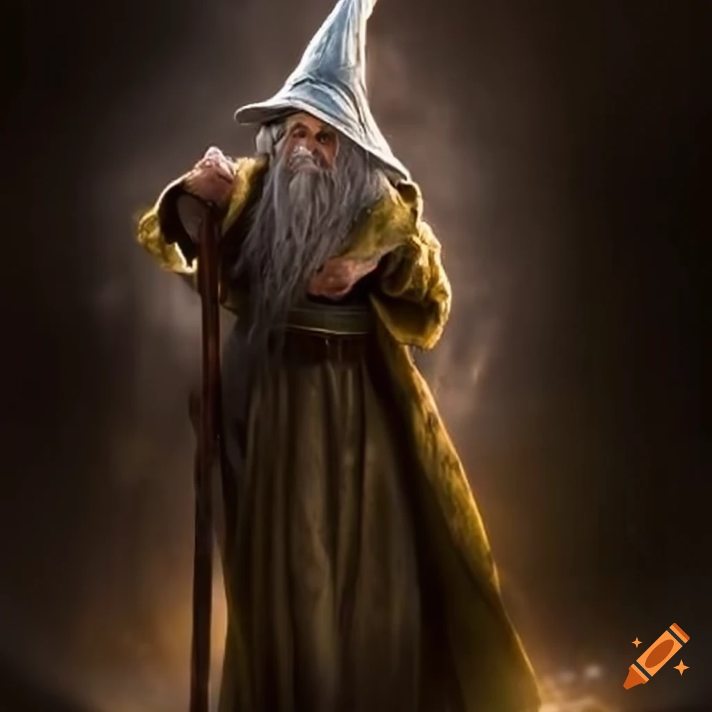 Wizard leaning on a cane on Craiyon