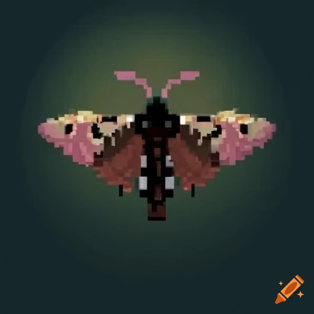 Pixel art of a moth on Craiyon