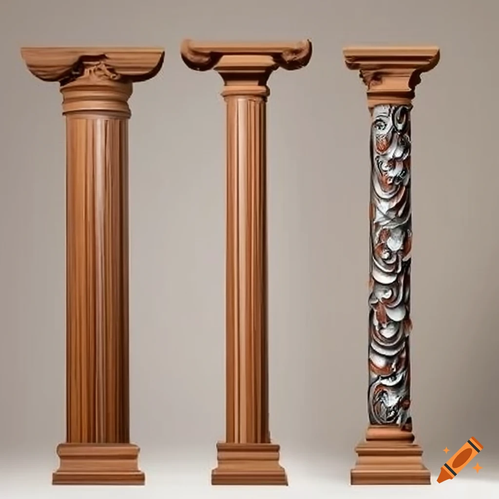 Realistic fancy wooden column on Craiyon
