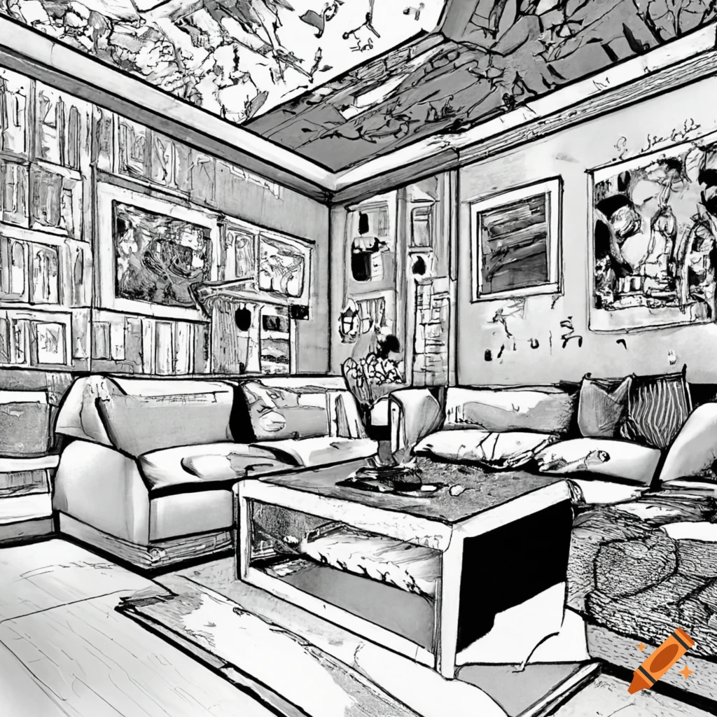 Ant's view of a living room interior on Craiyon