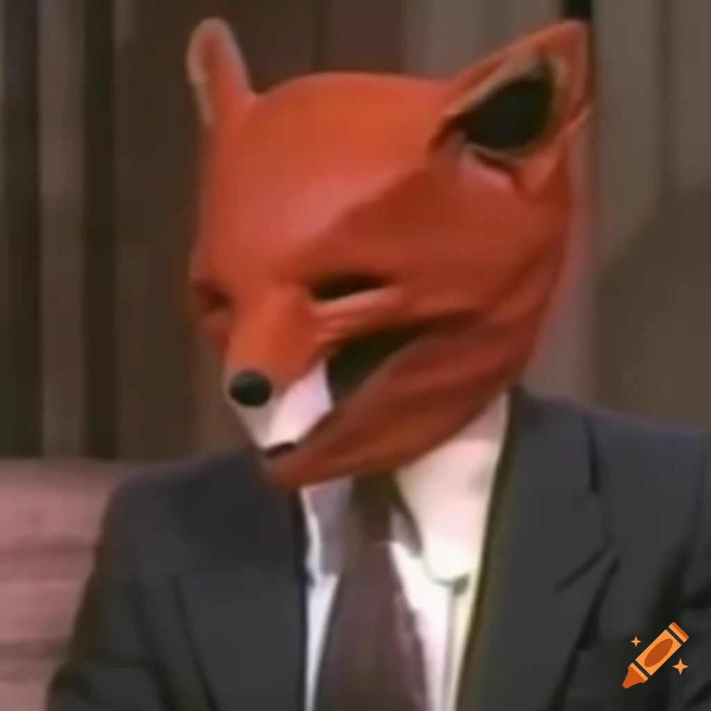 Vintage fox mask puppet head men in suits from 90's european tv show on ...