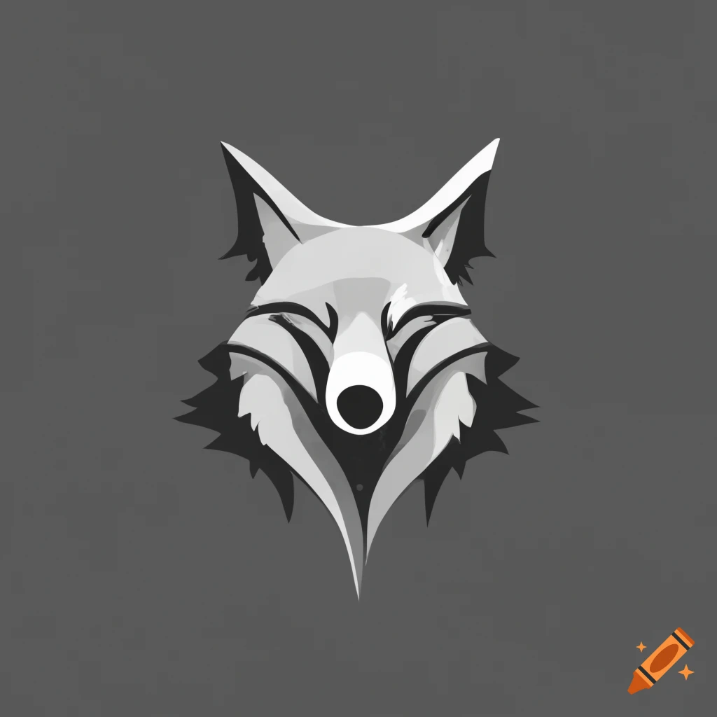 Simple minimalist monochrome coyote head logo on Craiyon
