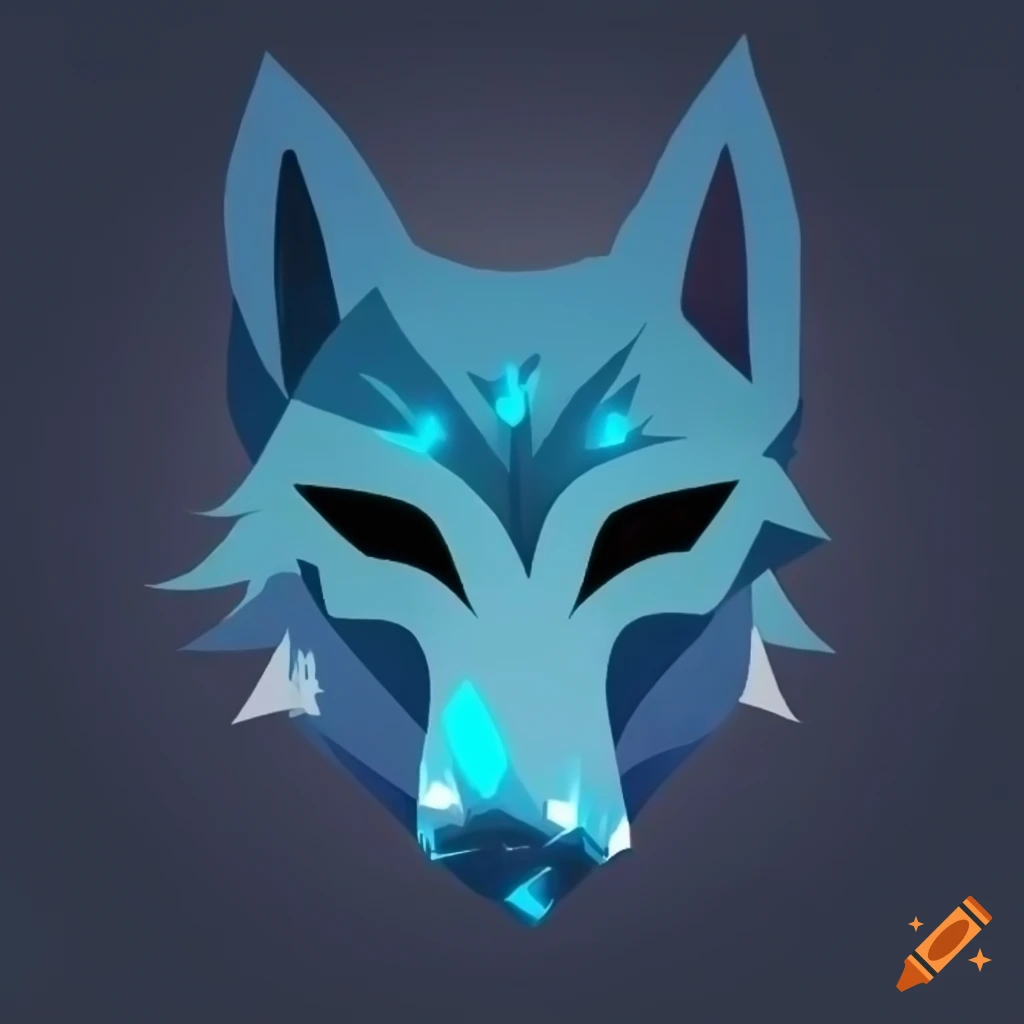 Minimalist anime wolf mask in a crystalline ice style on Craiyon