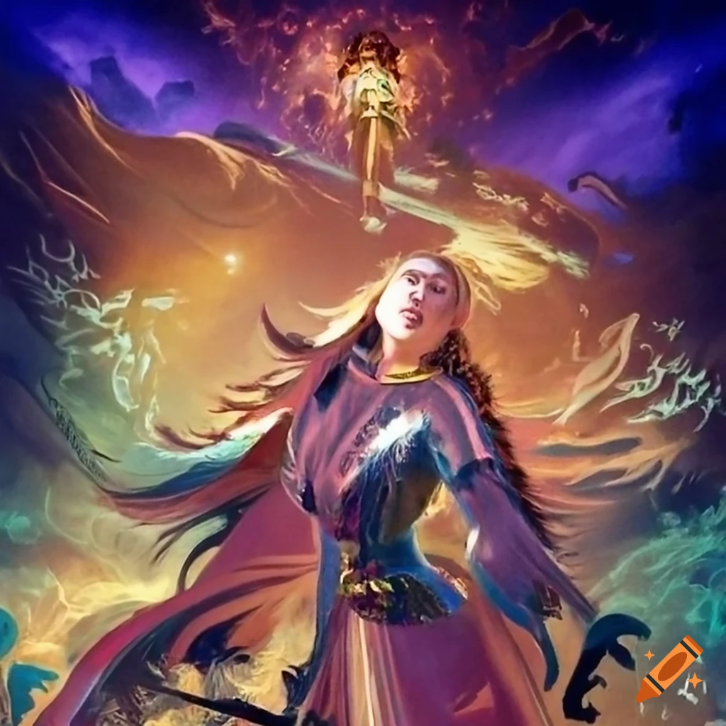 Luminous high-ground realm with majestic wings and psalmic odyssey on ...