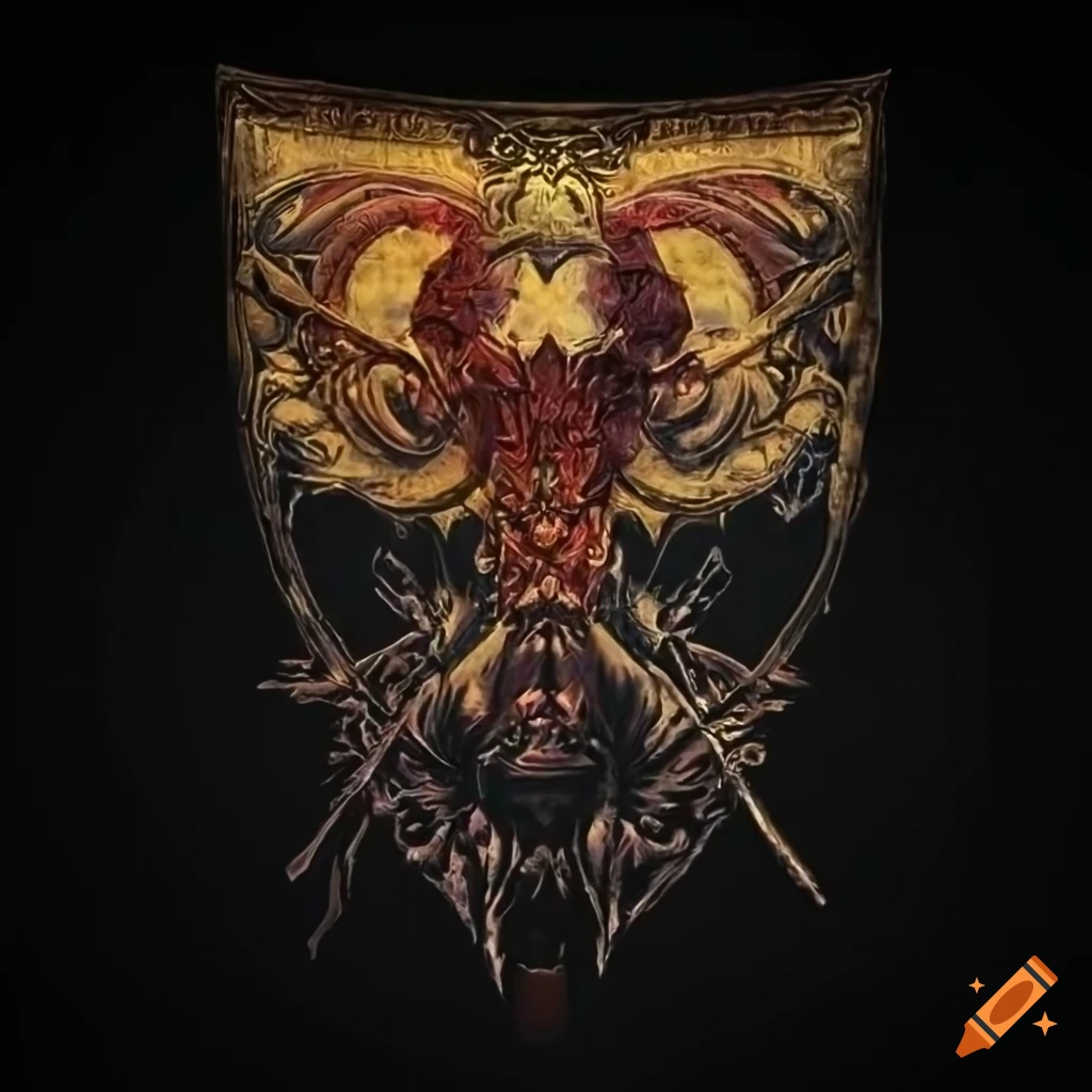 Detailed archadian empire banner flag with arcane symbols on Craiyon