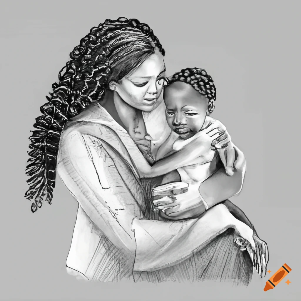 Supportive mother comforting her crying son on Craiyon