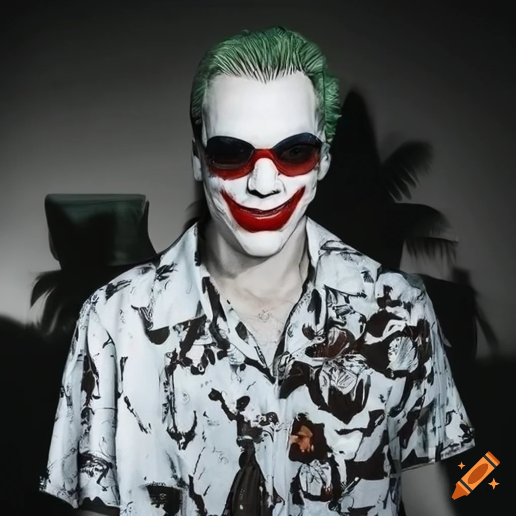 The joker from batman in sunglasses and hawaiian shirt on Craiyon