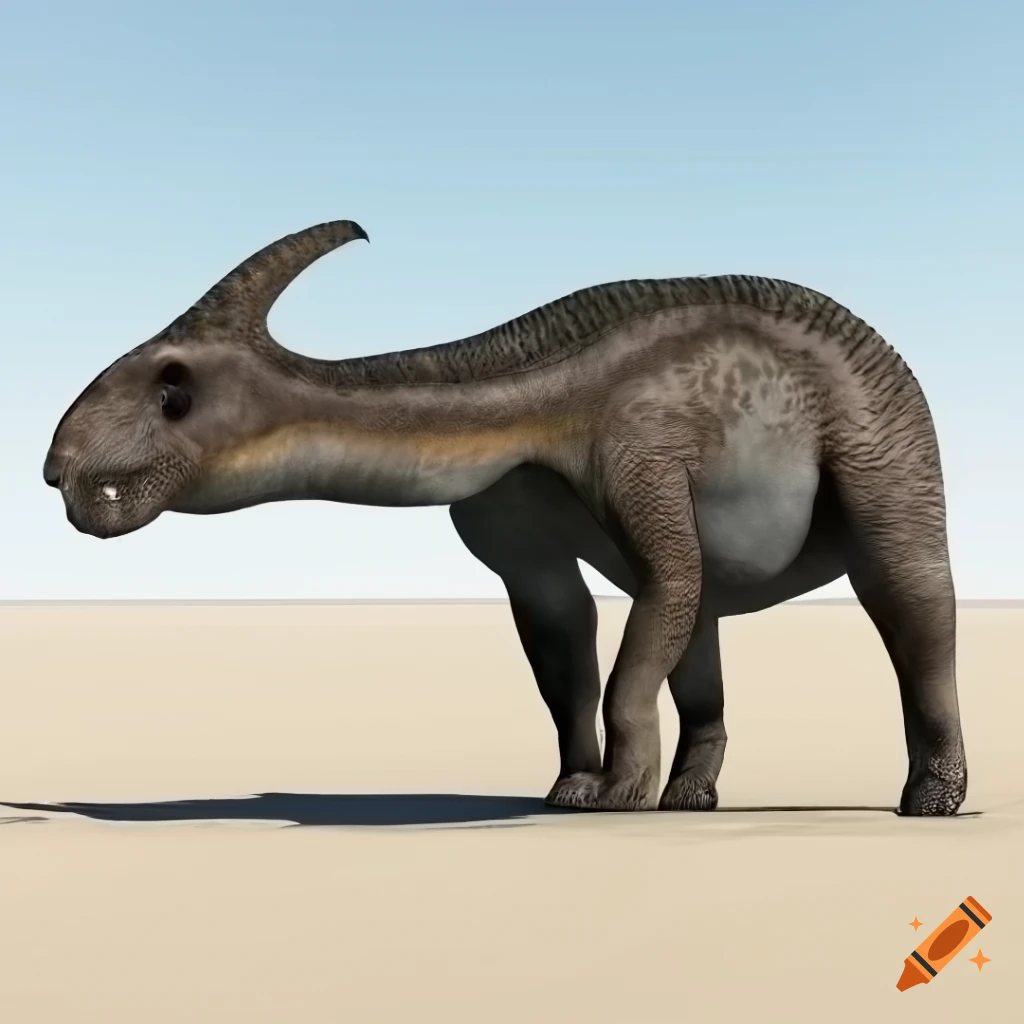 Photorealistic Hadrosaurus dinosaur with a tapir-like color pattern and ...