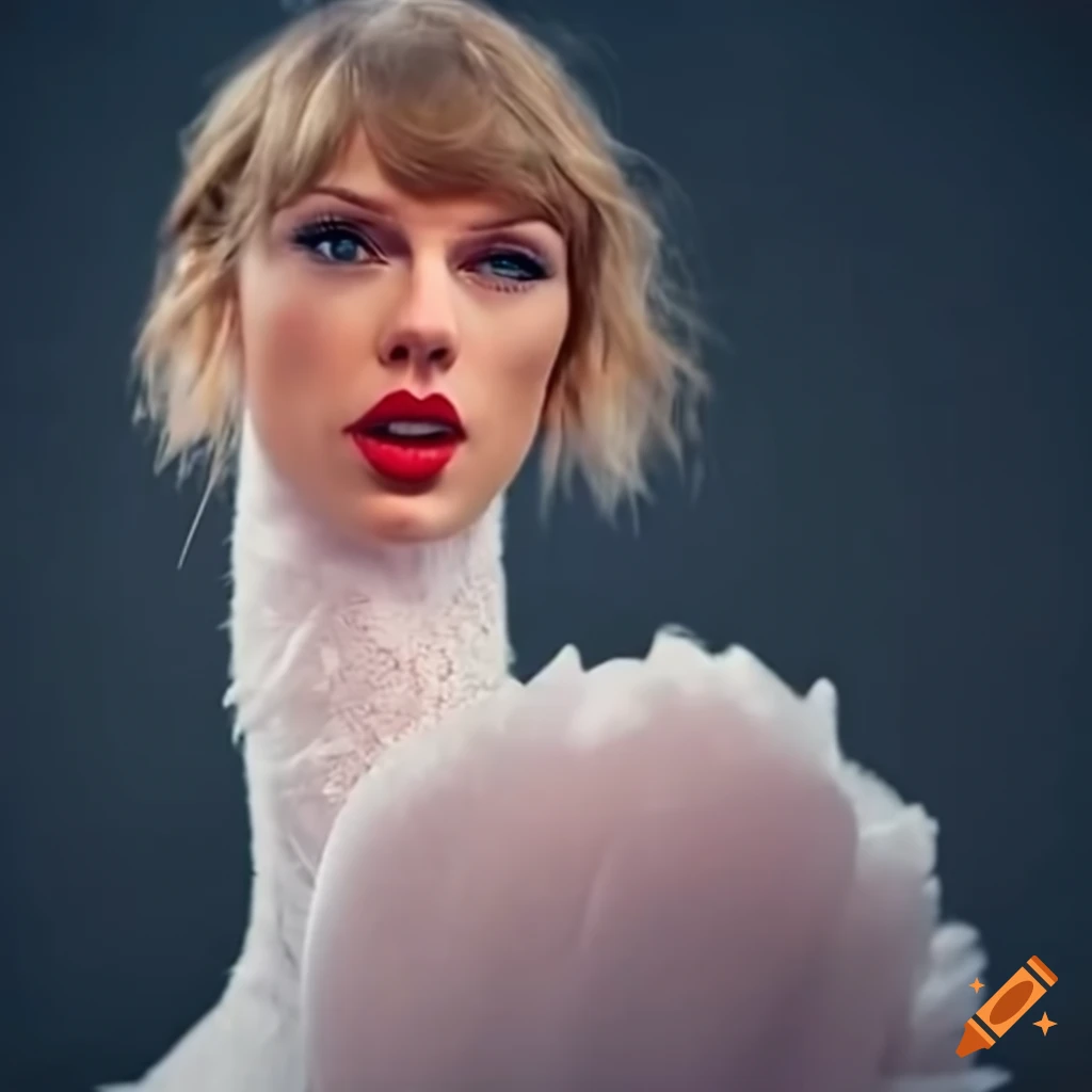 Taylor Swift in a goose costume with feathers on Craiyon