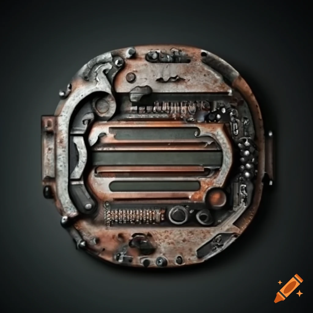 Old metal curved circuit board in a post-apocalyptic 3d render on Craiyon