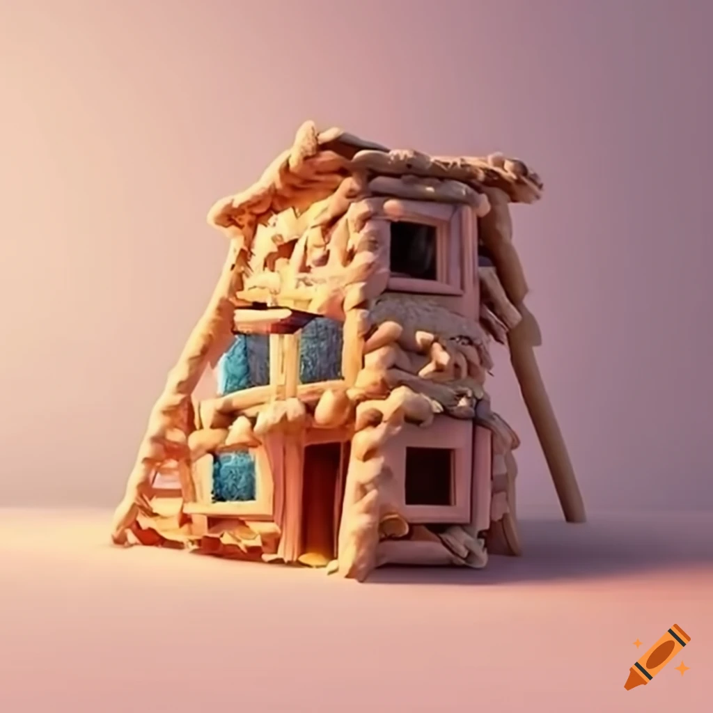 Unstable popsicle stick house on Craiyon