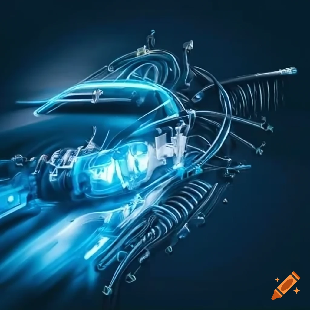 Future car product background with high-efficiency electrical wiring on ...