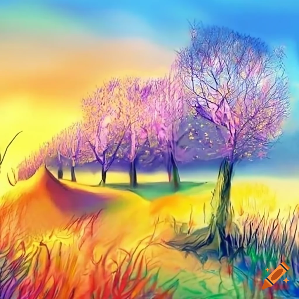 Scenic landscape in the month of march on Craiyon