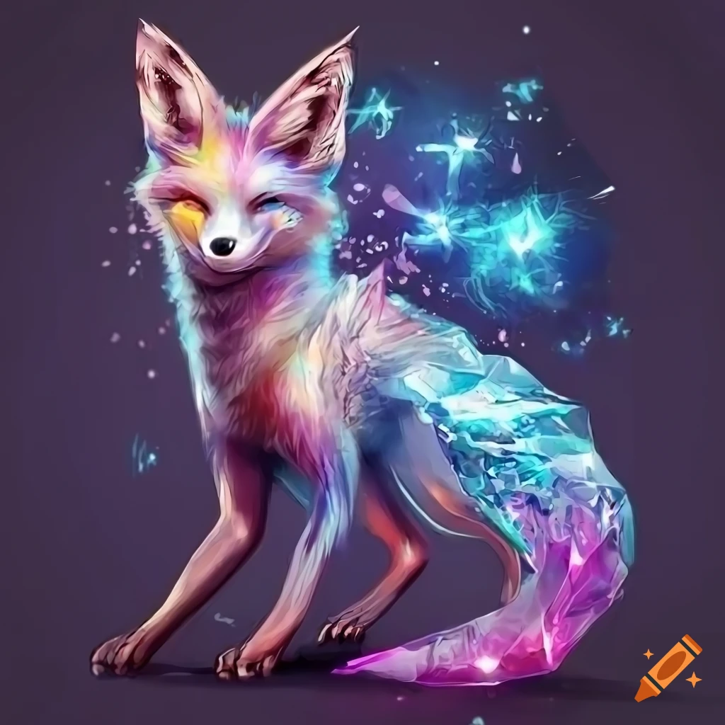 Fantasy crystal fox in full body digital art on Craiyon