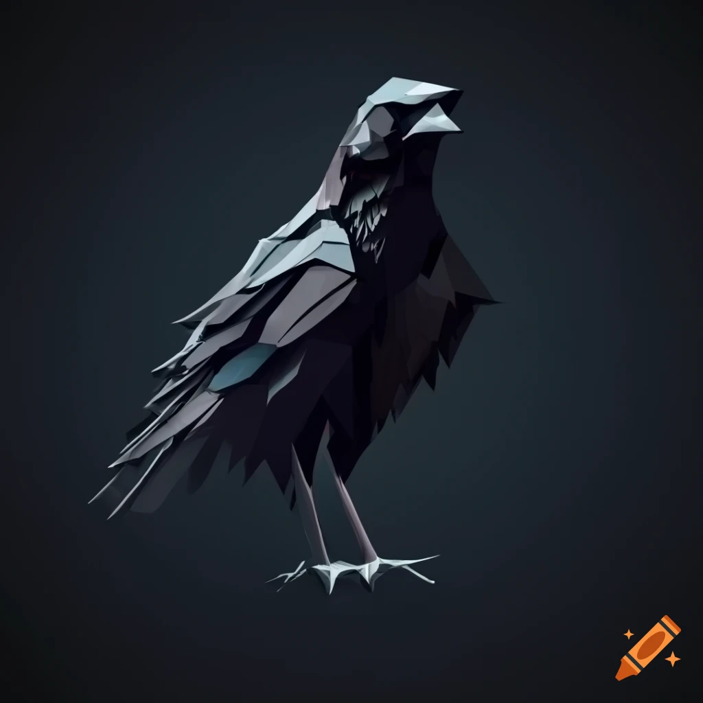 Wild raven logo in low poly style on Craiyon