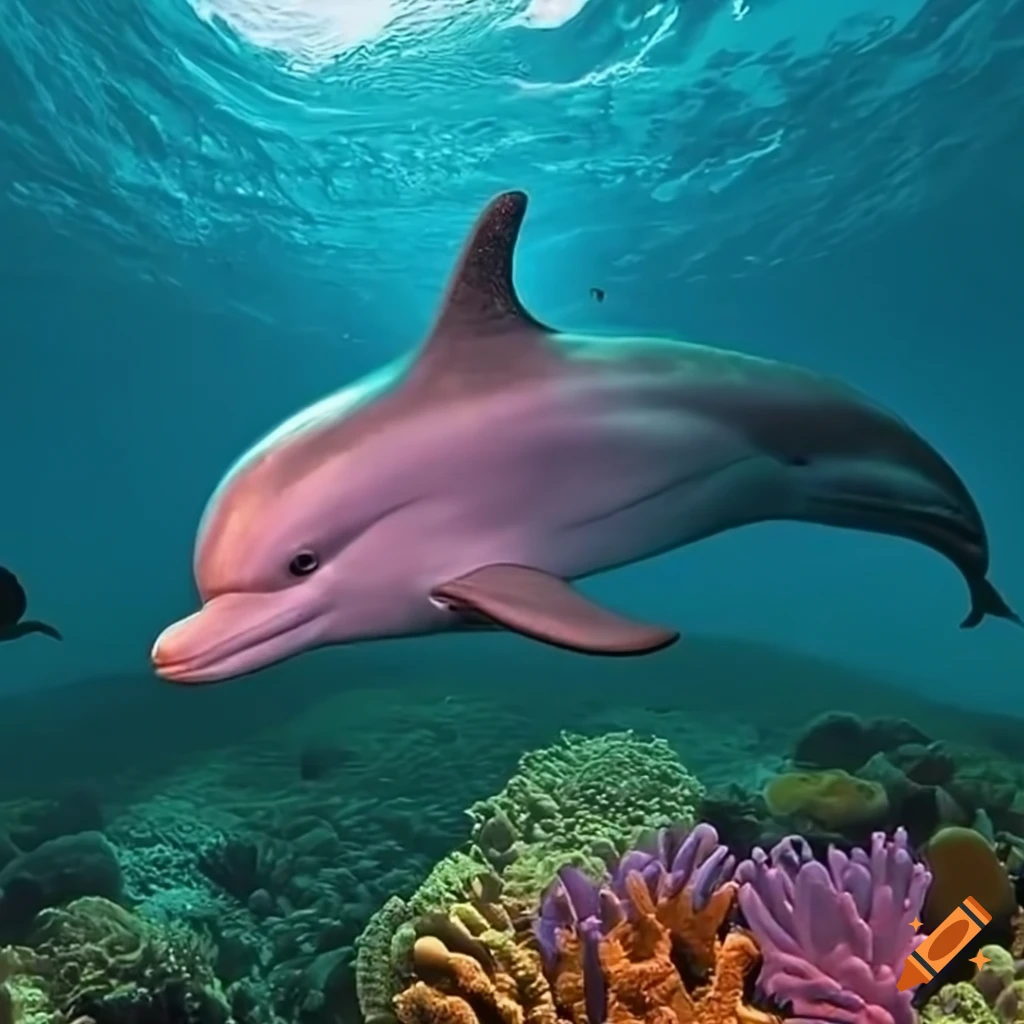 Beautiful dolphin reef on Craiyon