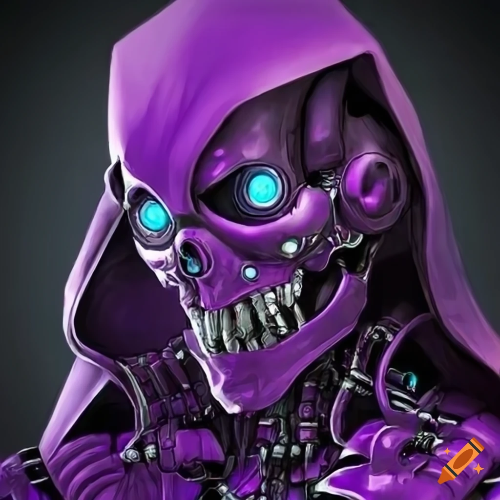 Cyborg robotic purple grim reaper on Craiyon
