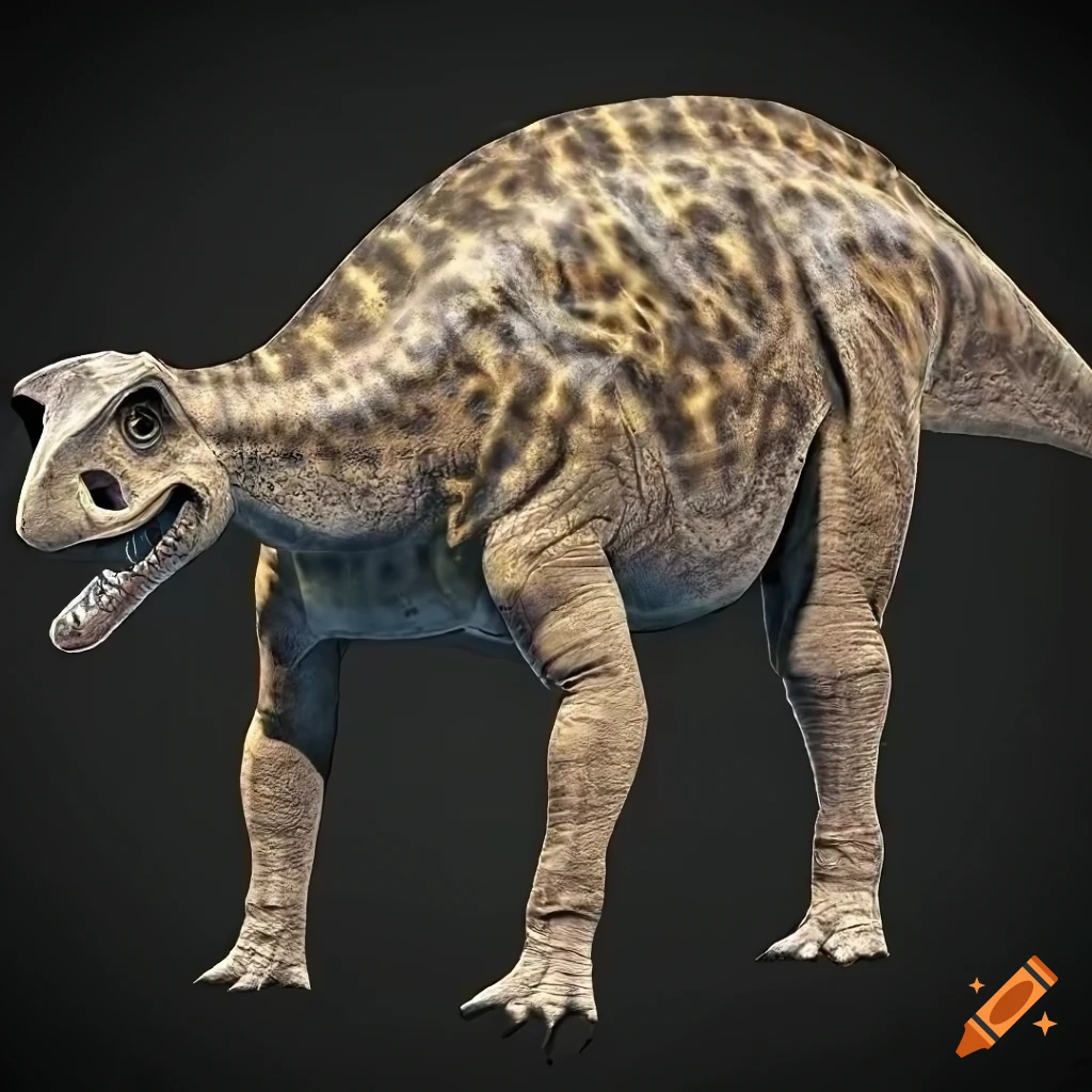 Hefty Hadrosaurus dinosaur in its natural prehistoric environment on ...