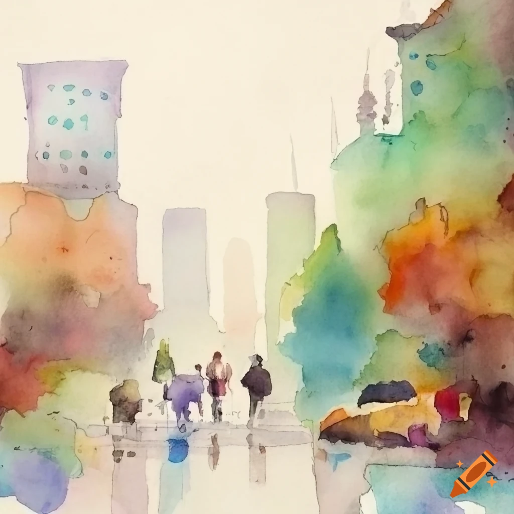 Hospital landscape in watercolor art style on Craiyon